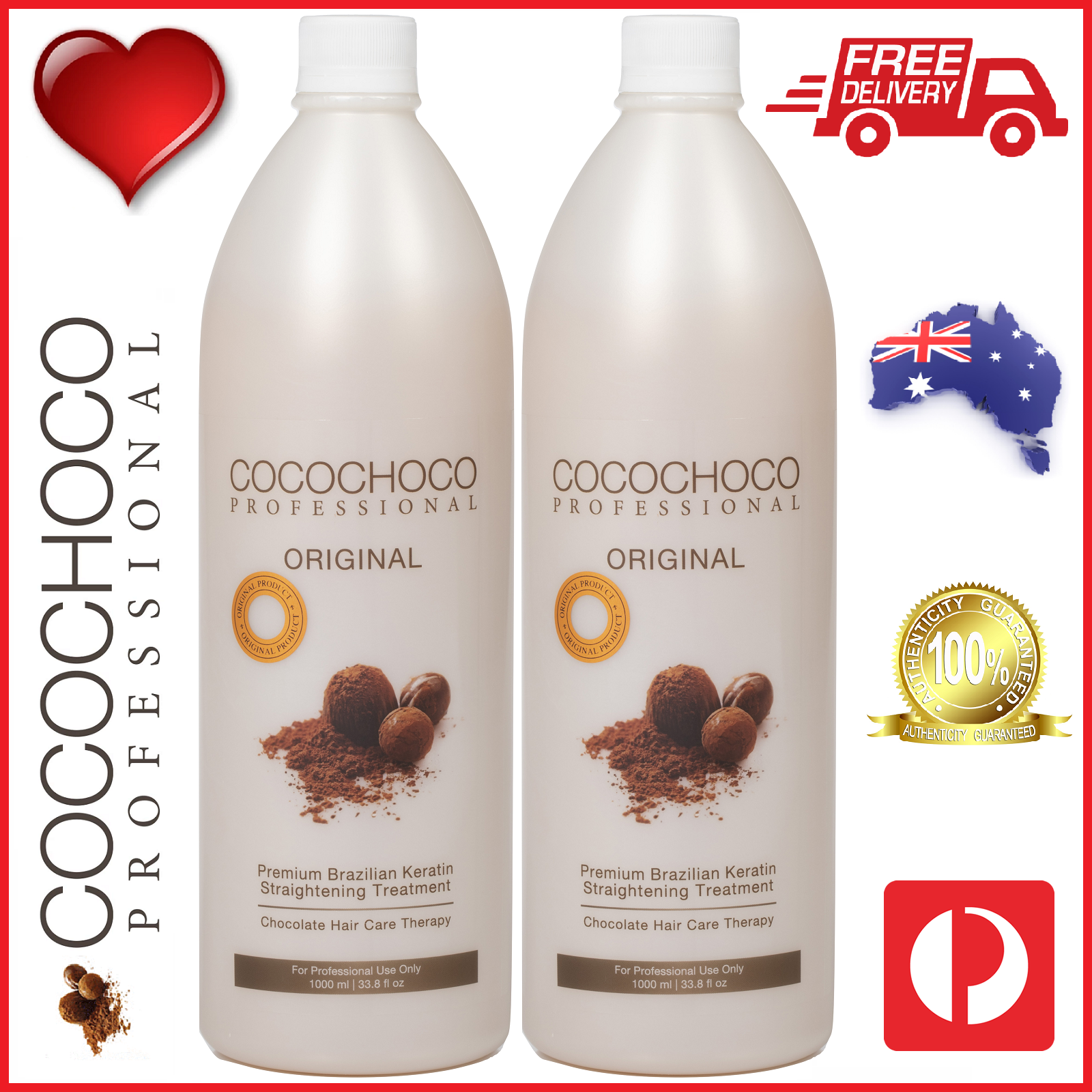 COCOCHOCO Professional ORIGINAL 1000 ml x 2 Brazilian Keratin Treatment ...